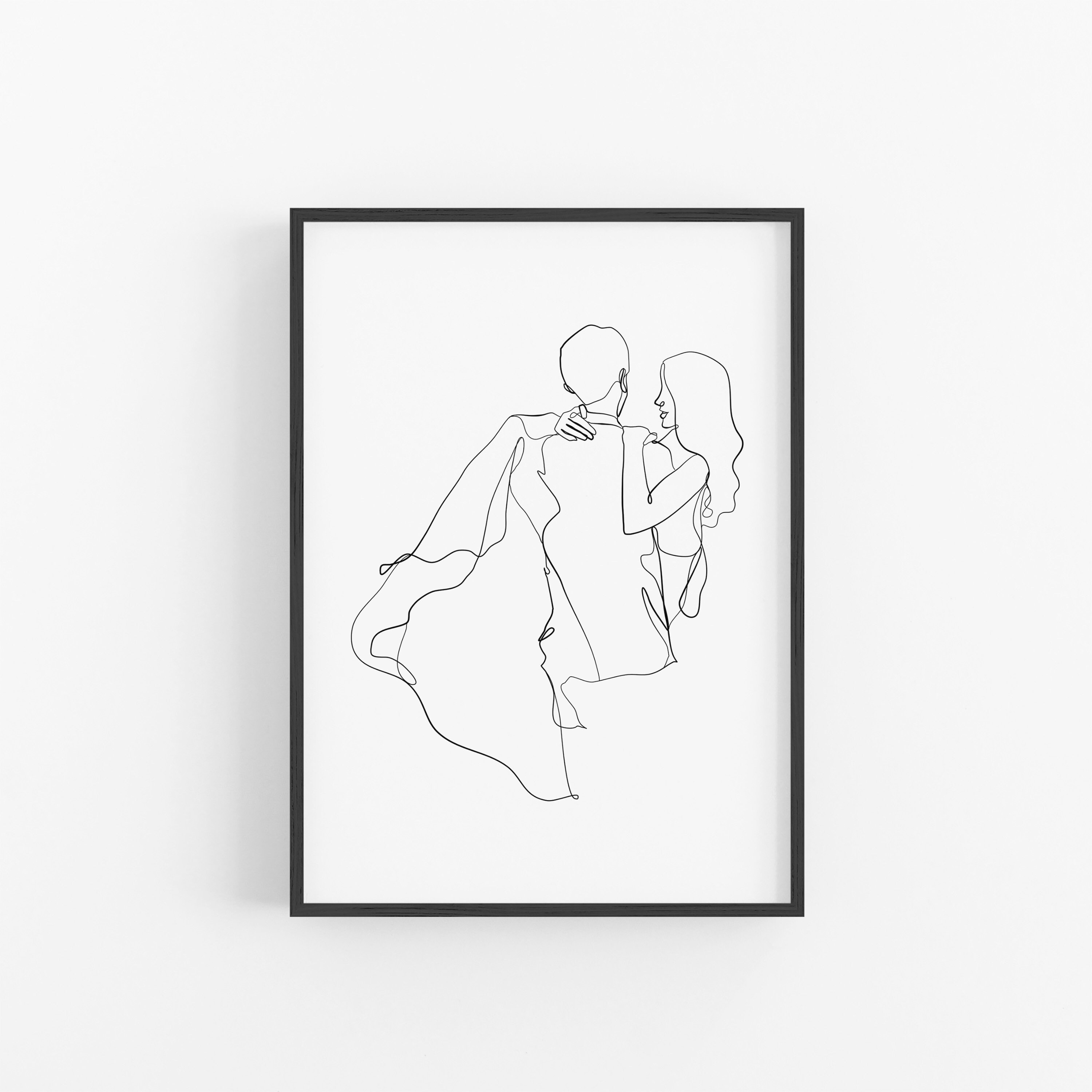 Couple Line Drawing Print One Line Print Abstract Couple | Etsy