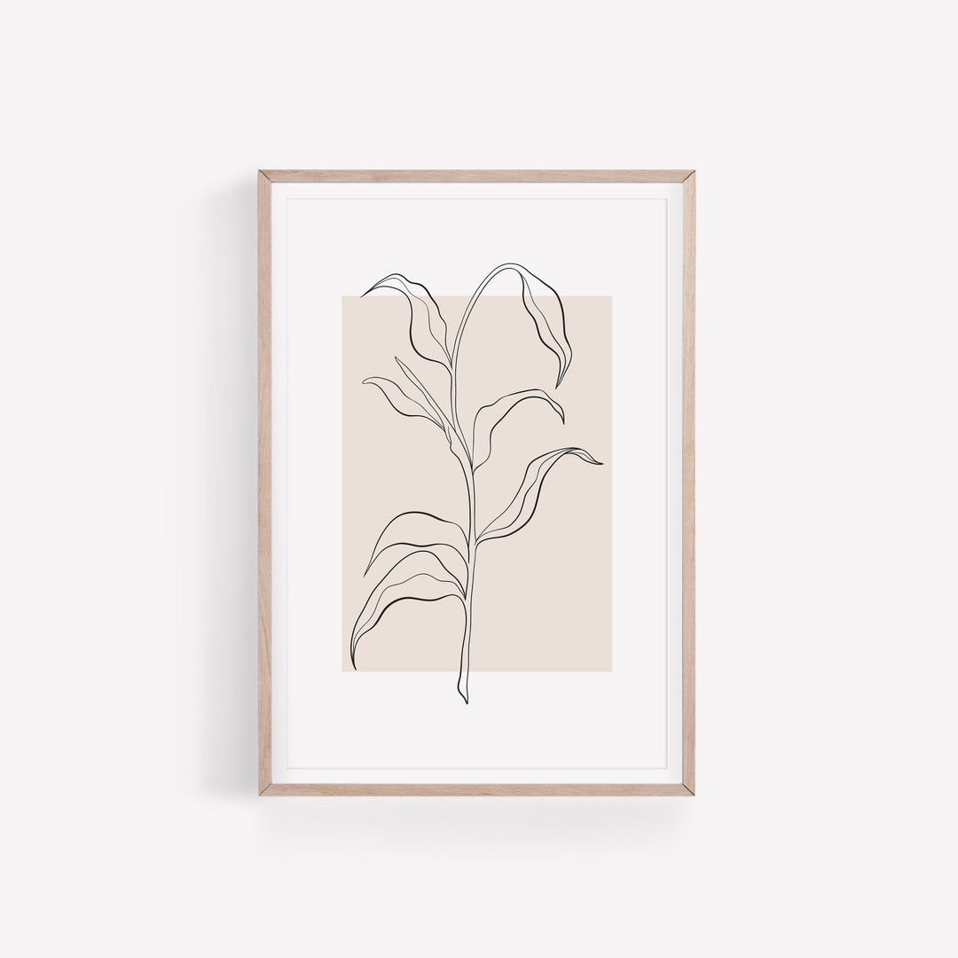 Botanical Line Drawing Print, One Line Leaf Poster, Minimalist Wall Art ...
