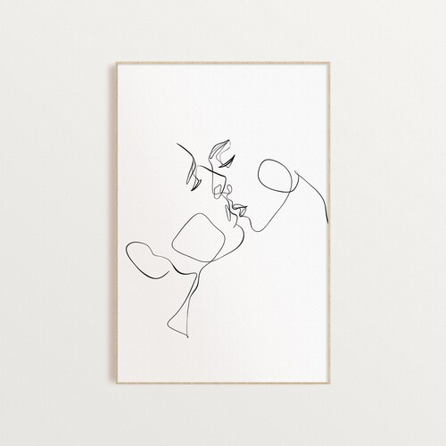 Line Couple Print Fine Line Wall Art One Line Couple | Etsy