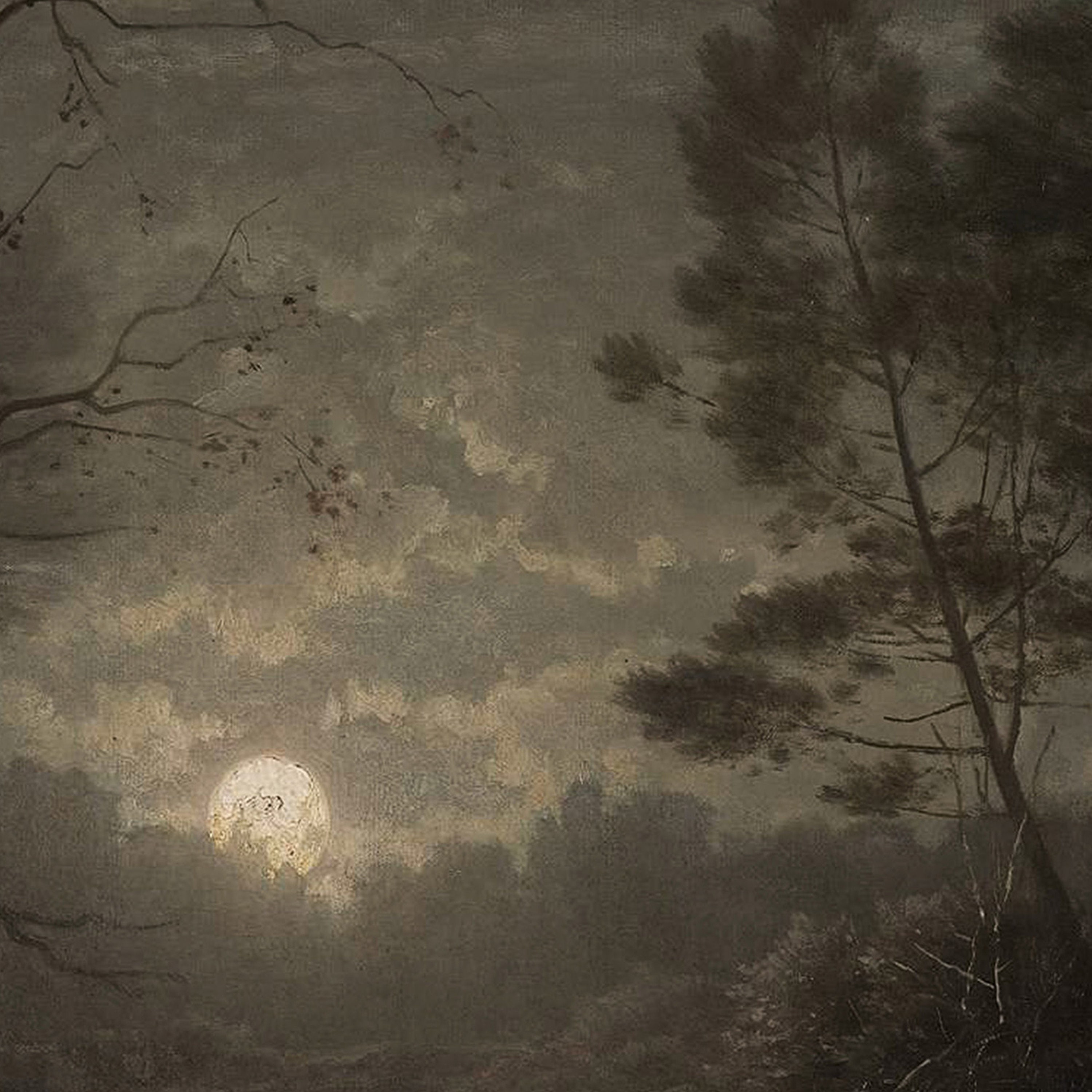 Moonlight Landscape Painting Art Vintage Halloween Wall Art - Etsy