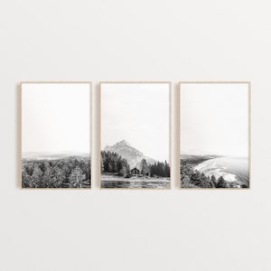 Set of 3 Nature Prints, Black and White Nature Wall Art Set, Landscape ...