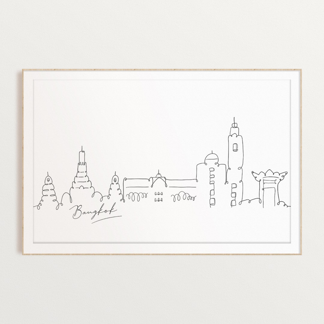Bangkok Skyline Print, One Line Drawing Art, DIGITAL DOWNLOAD ...