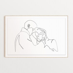 Abstract Couple Print Fine Line Wall Art Love Print Couple | Etsy