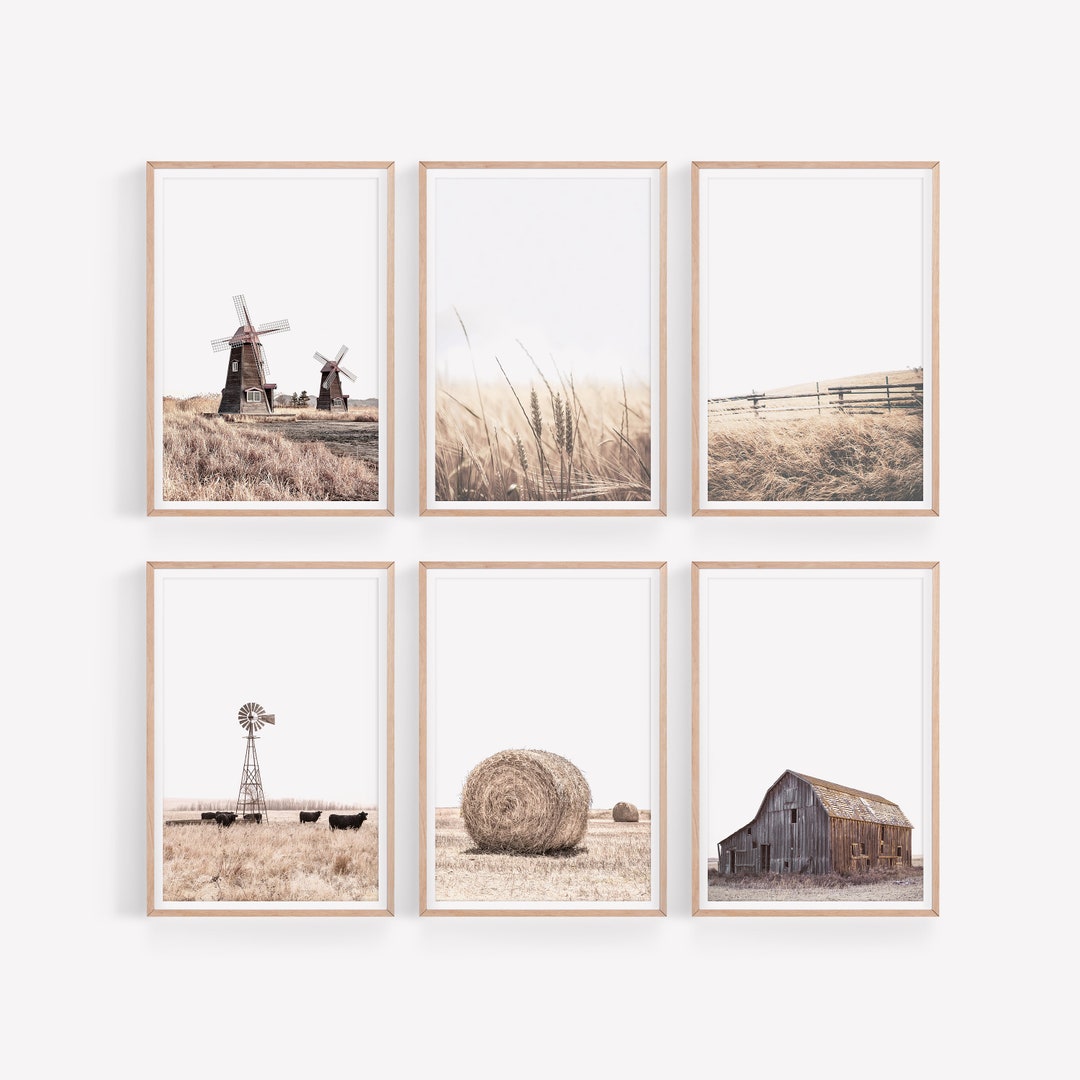 Farm Prints Set, Set of 6 Farmhouse Wall Art, Country House Decor, Barn ...