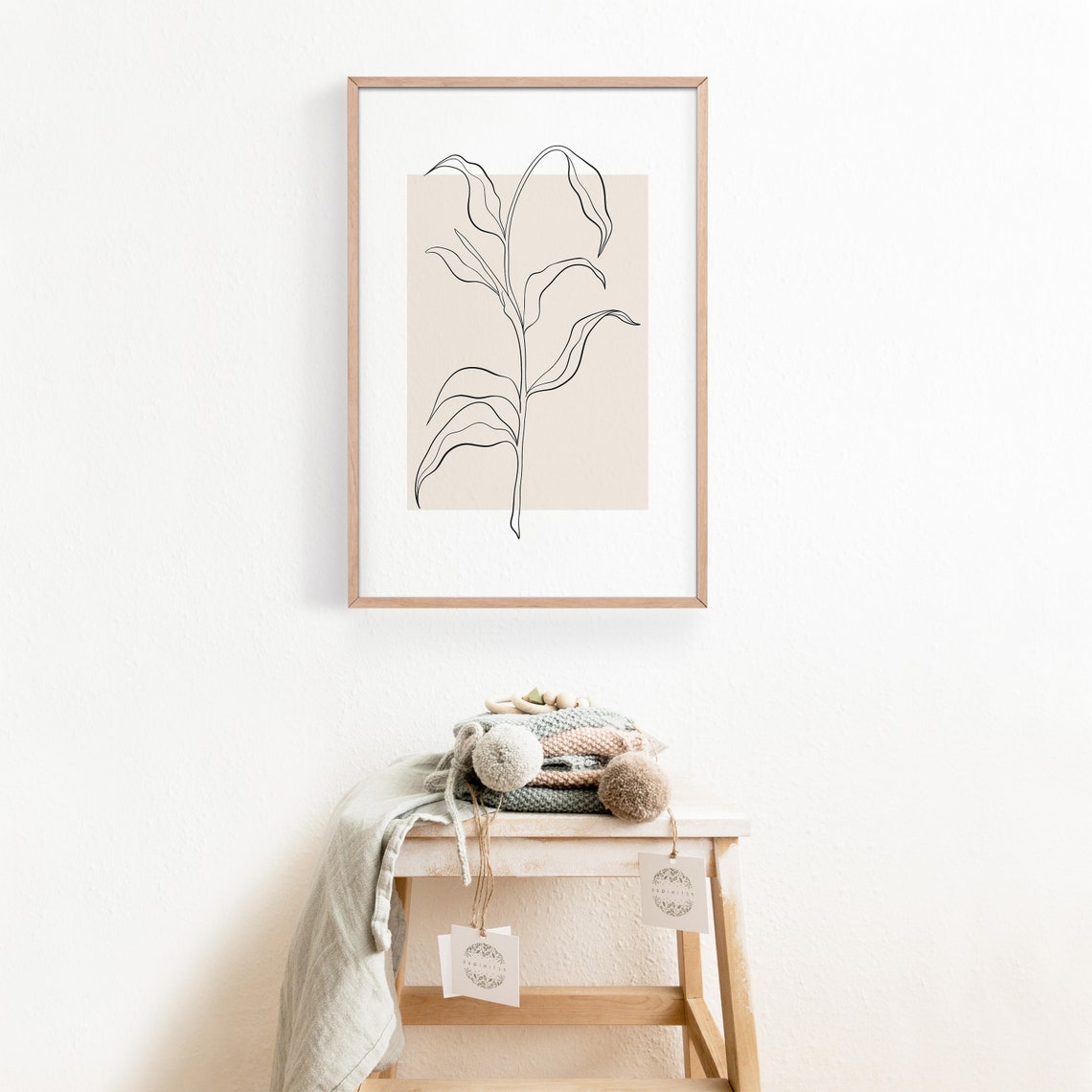 Botanical Line Drawing Print One Line Leaf Poster Minimalist | Etsy