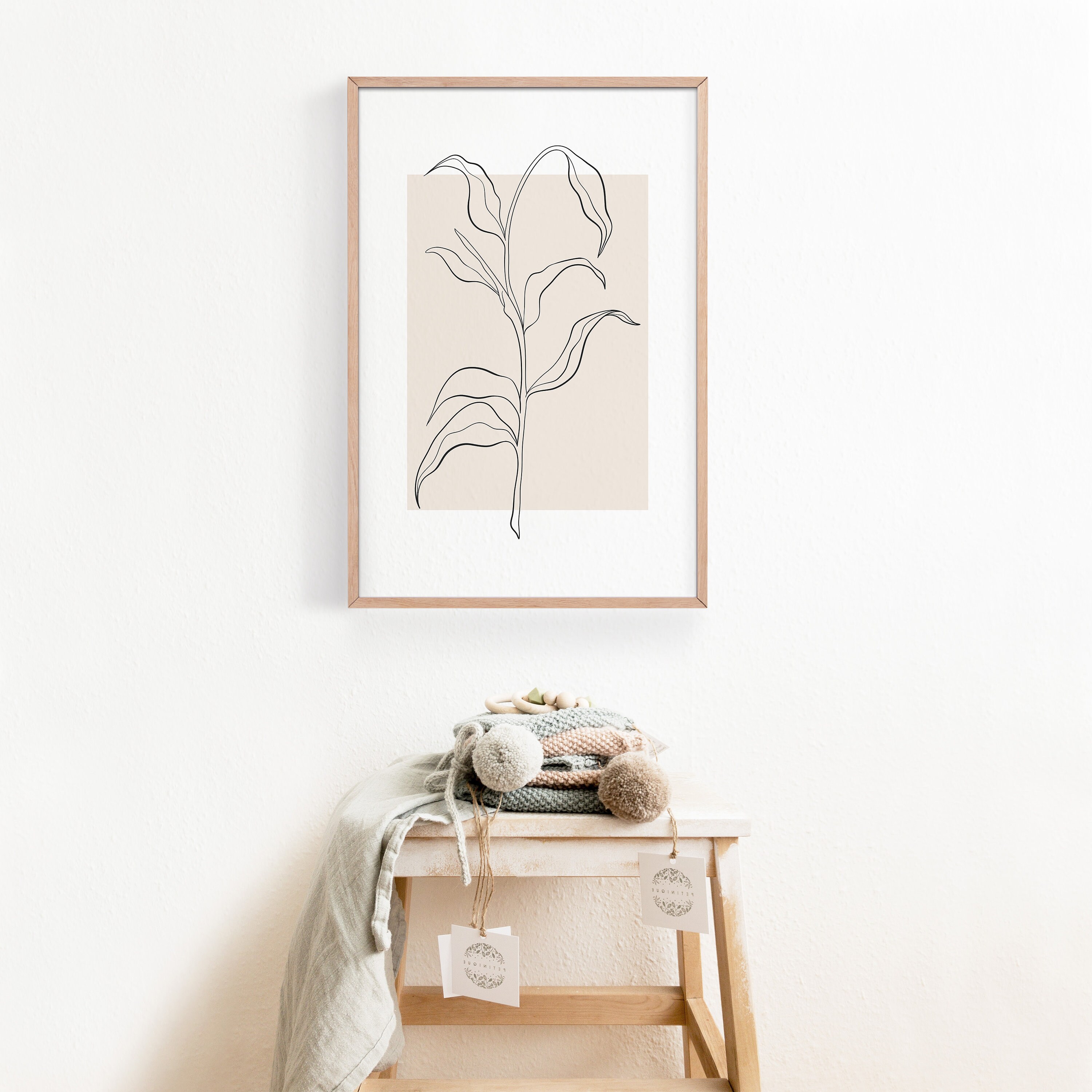 Botanical Line Drawing Print One Line Leaf Poster Minimalist - Etsy