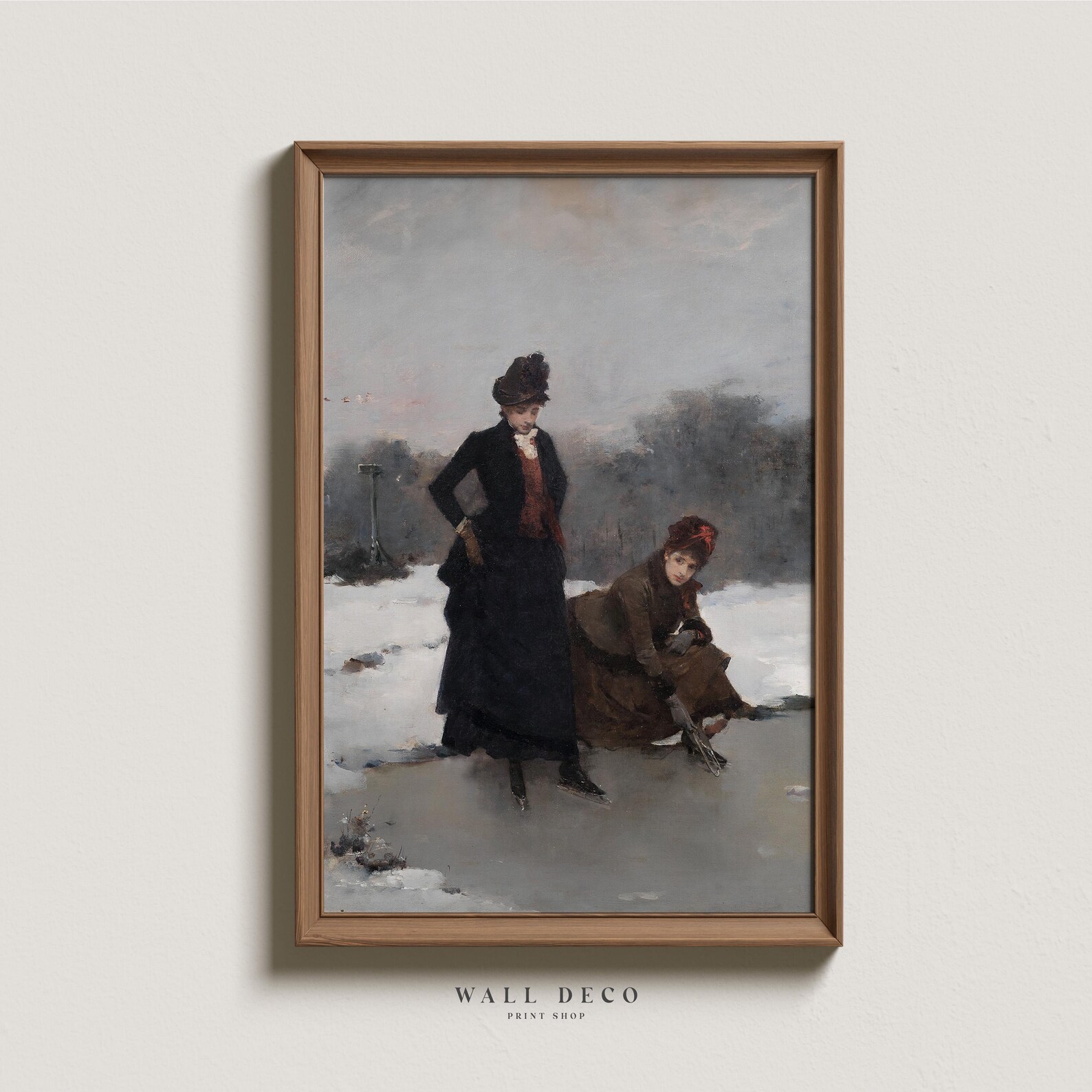 Vintage Ice Skating Art Print: Antique Winter Scene (digital Printable ...