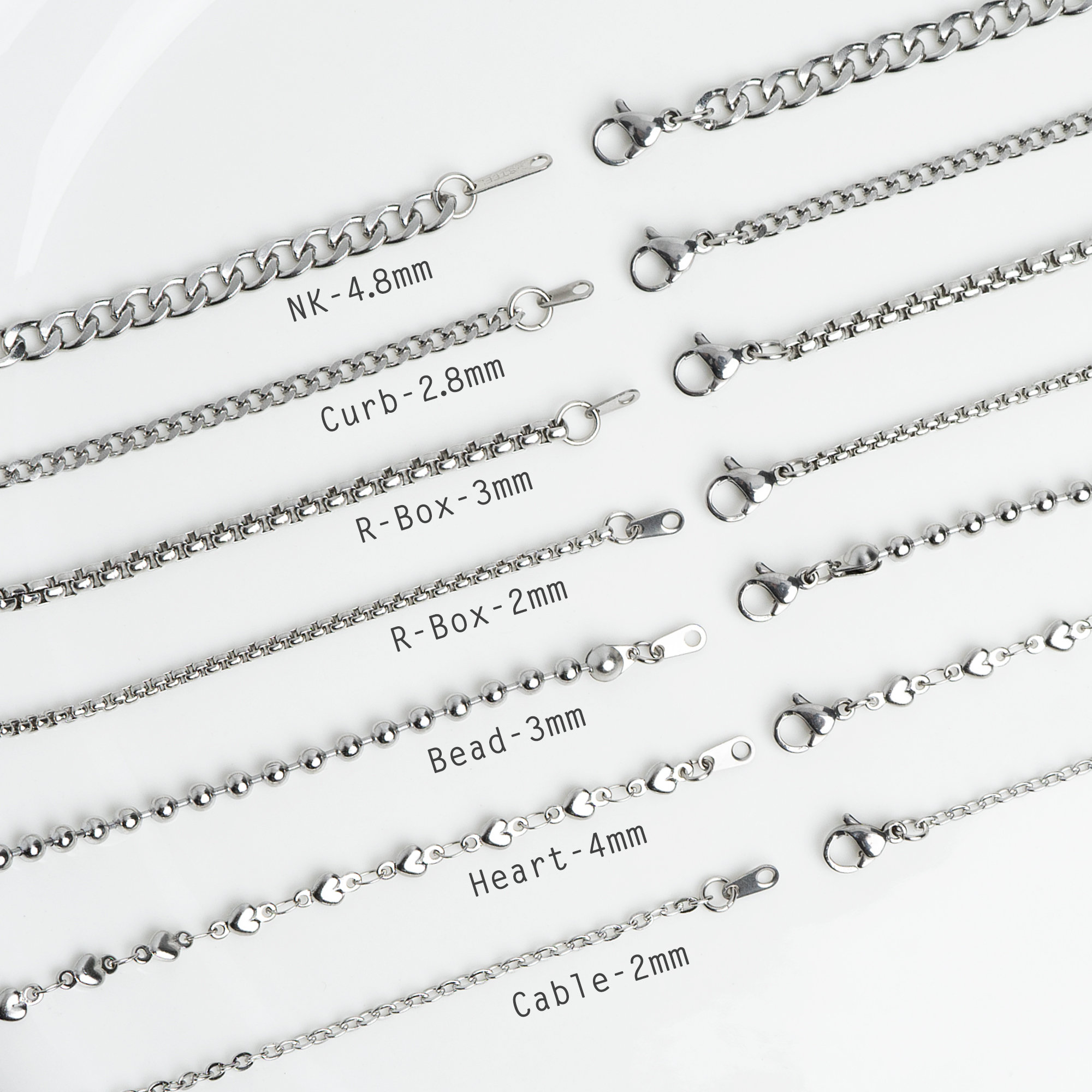 Stainless Steel Chain Necklace, 1030 Length Custom Made Finished Chains ...