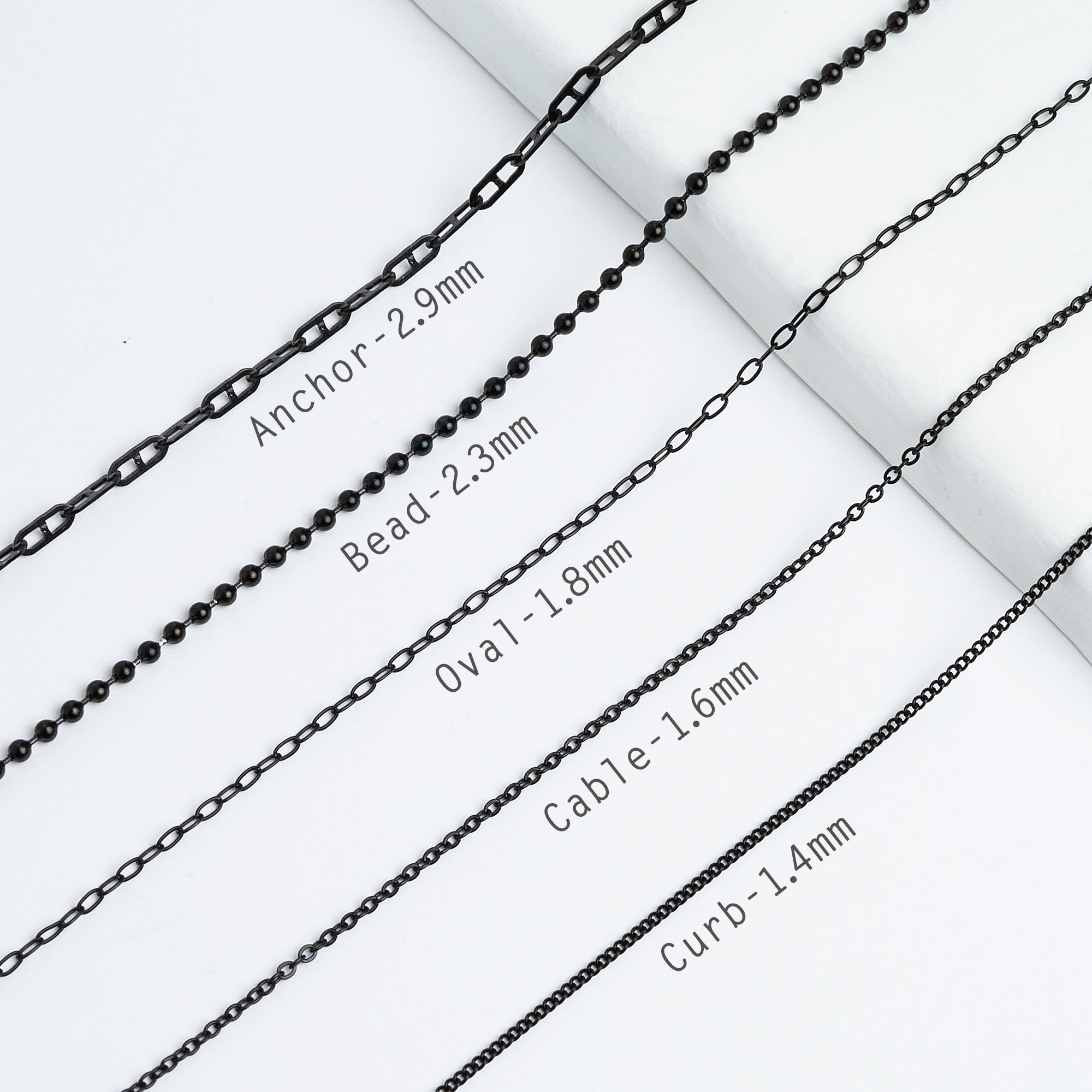 Black Stainless Steel Chain Necklace, 1030 Length Custom Made Finished ...