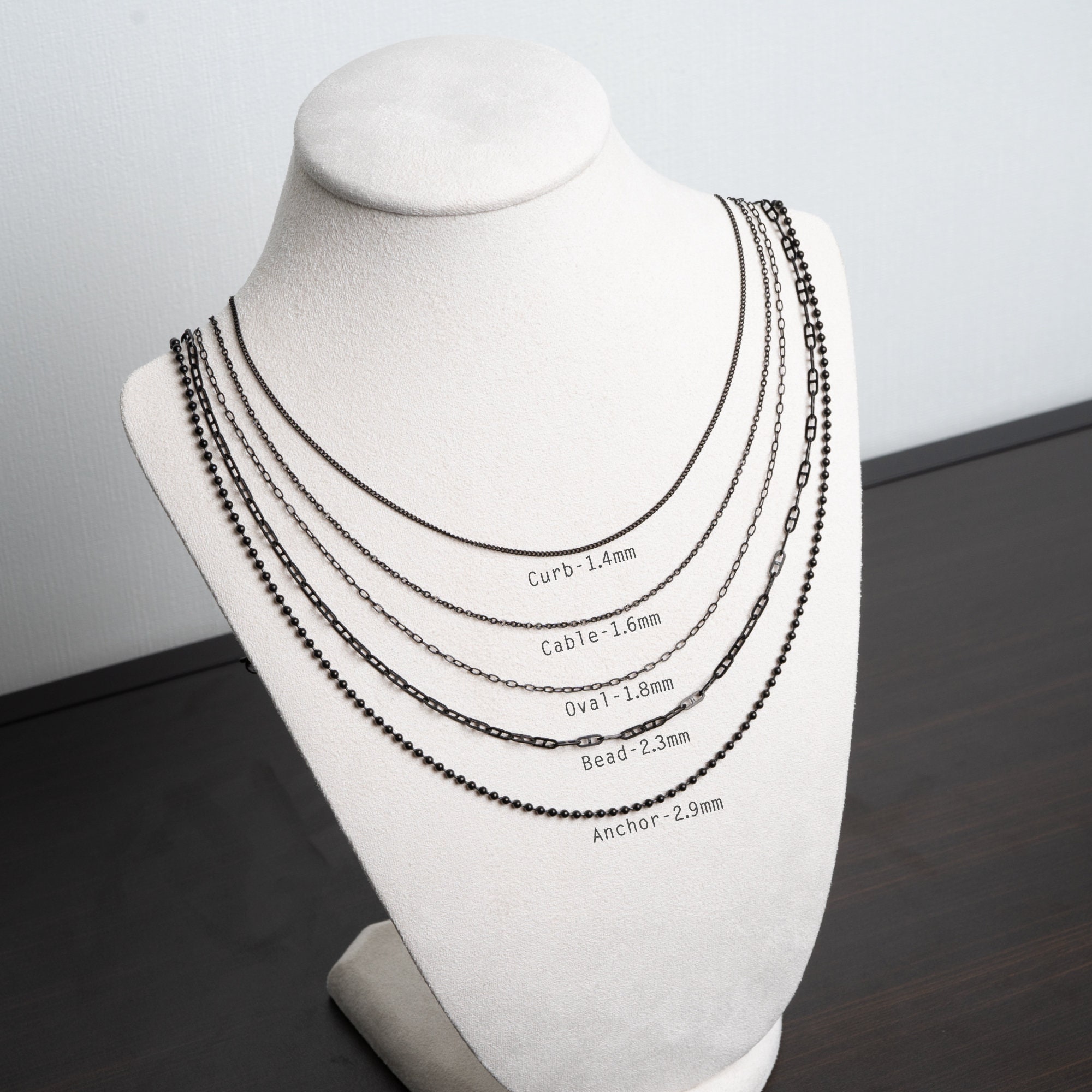 Black Stainless Steel Chain Necklace, 10"-30" Length Custom Made ...