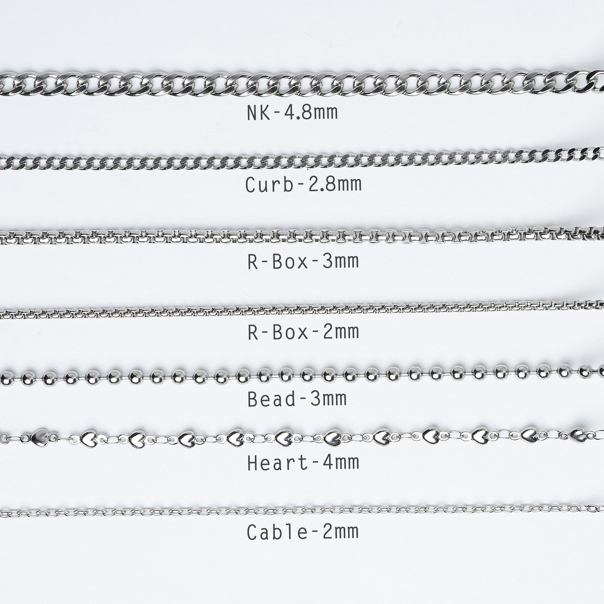 Stainless Steel Chain Necklace, 10"-30" Length Custom Made Finished ...