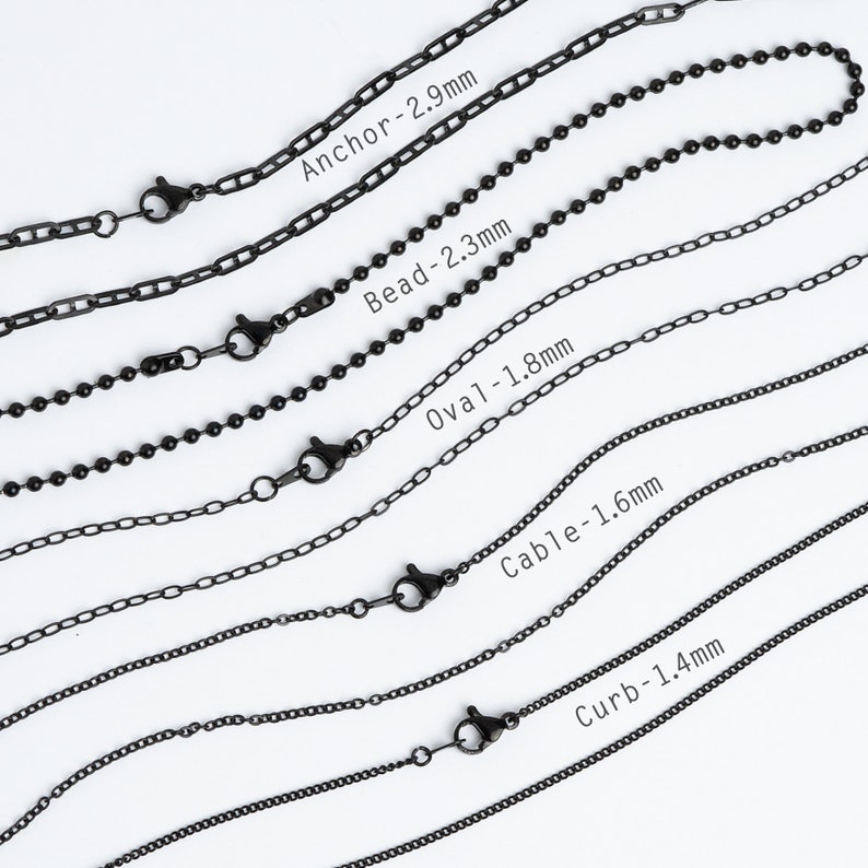 Black Stainless Steel Chain Necklace 1030 Length - Etsy