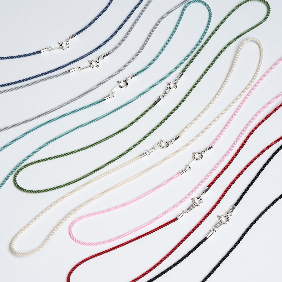 Custom Length Cord Necklace With Sterling Silver Clasp, Silk Cord ...