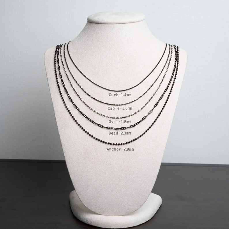Black Stainless Steel Chain Necklace, 10"-30" Length Custom Made ...