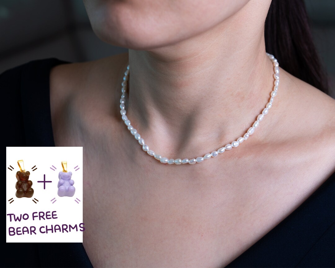 Natural Fresh Water Pearl Necklace With Two Free Gummy Bear Necklace ...