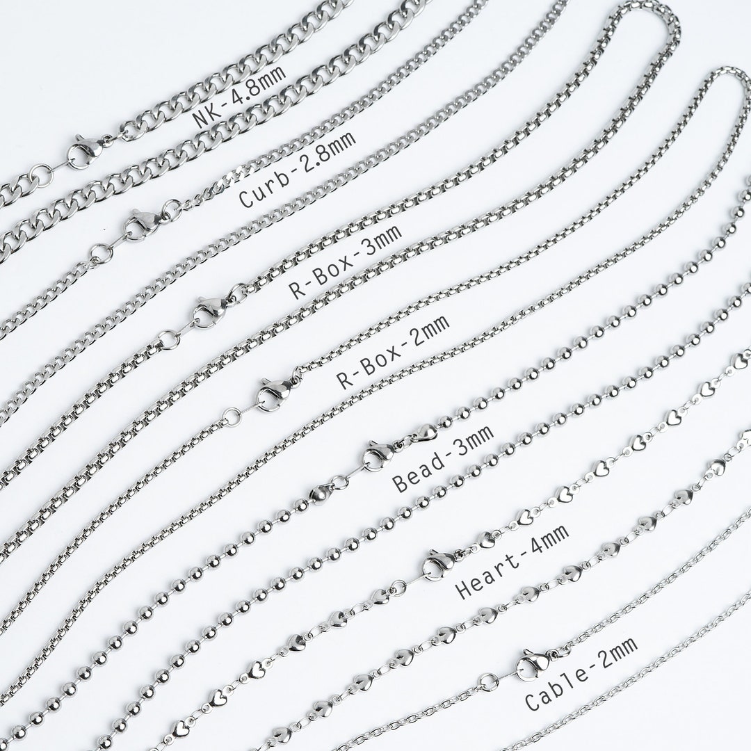 Stainless Steel Chain Necklace, 10"-30" Length Custom Made Finished ...