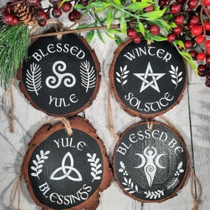Yule Rustic Wood Slice Christmas Decorations Set, Winter Solstice ...