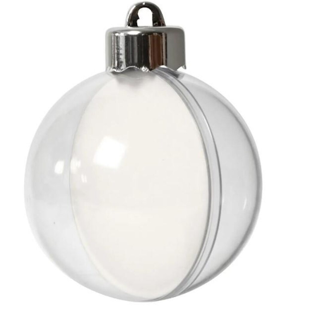 8 Pack 60mm / 6cm DIY Christmas Fillable Clear Plastic Baubles Cap Lid ...