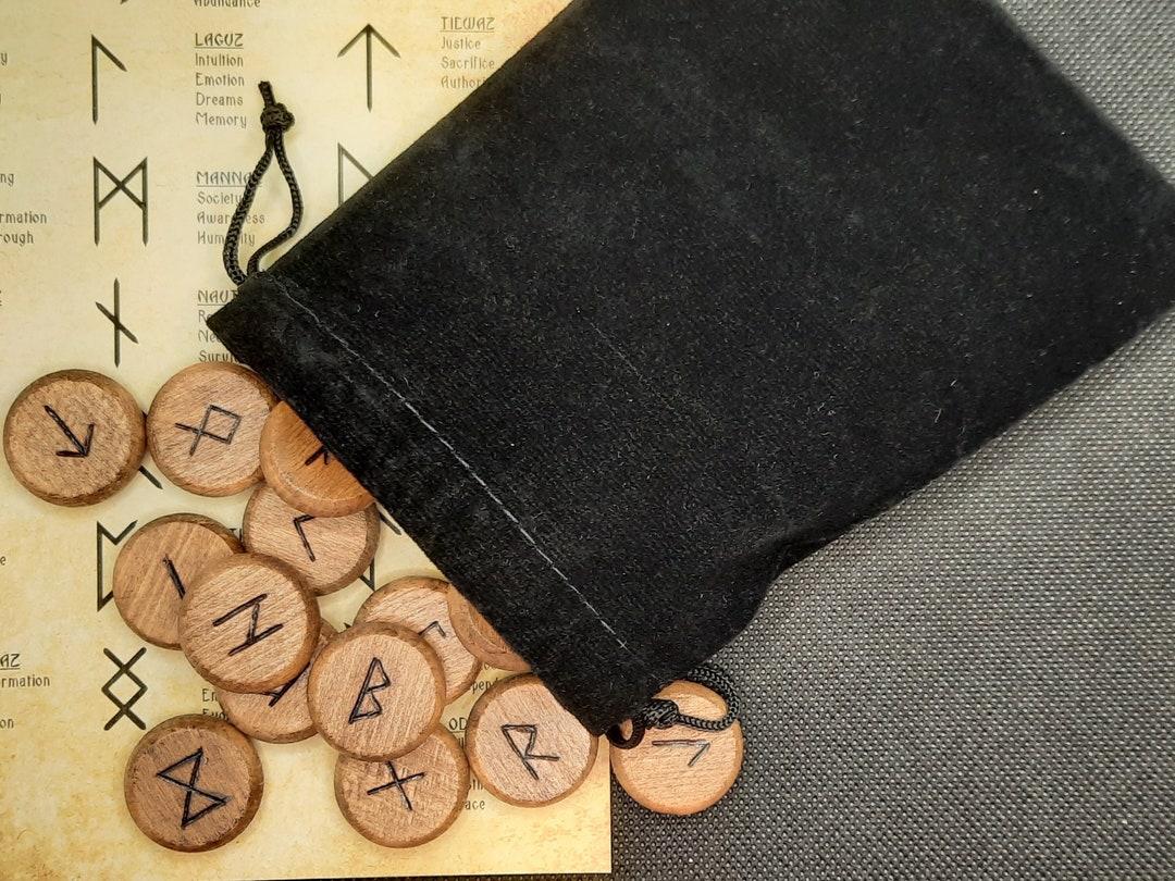 Beech Wood Elder Futhark Rune Set, Hand Engraved Wooden Rune Set ...