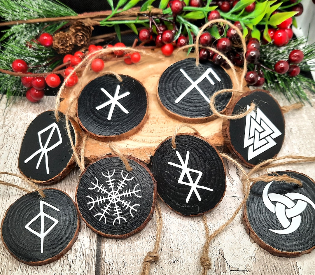 Viking Rune Yule Decorations Natural Wood Gift Christmas - Etsy