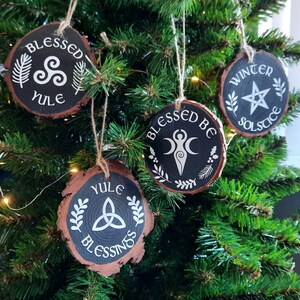 Yule Rustic Wood Slice Christmas Decorations Set, Winter Solstice ...