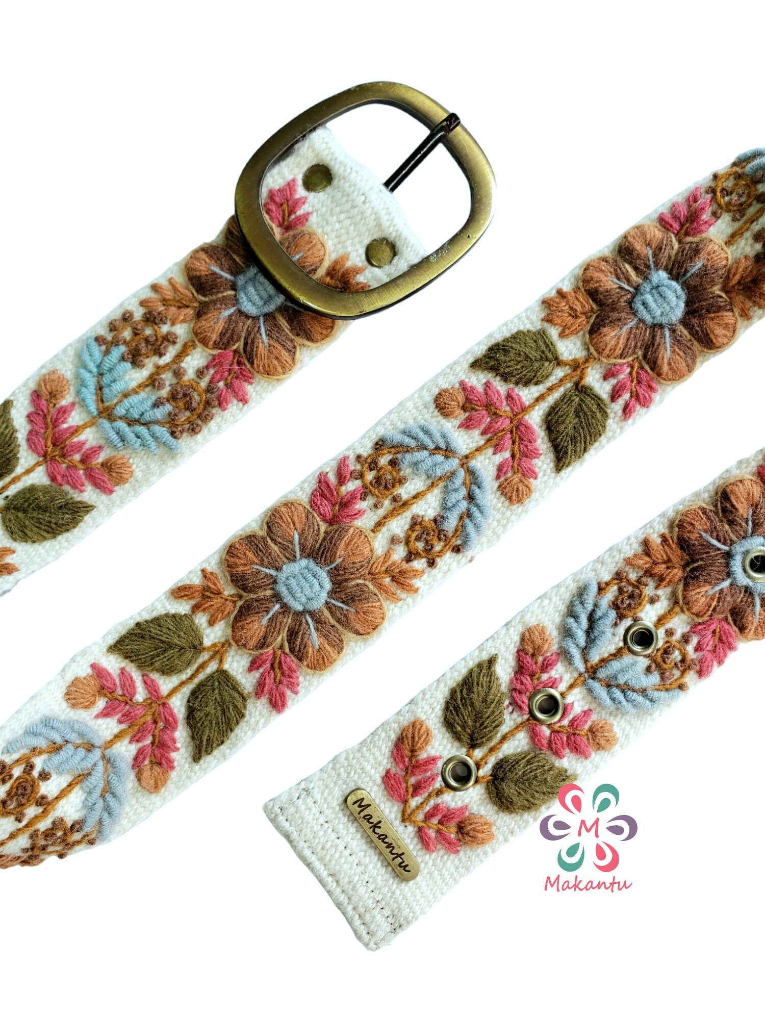 Peruvian Embroidered Belt, Handmade Embroidery, Ivory Belt, Beige ...