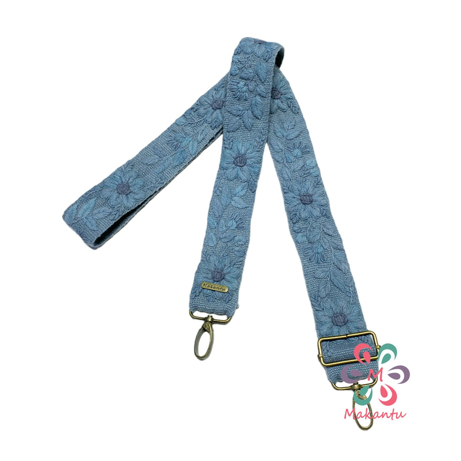 Light Blue Bag Strap, Monochromatic Strap, Embroidered Bag Strap ...
