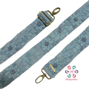 Light Blue Bag Strap, Monochromatic Strap, Embroidered Bag Strap ...