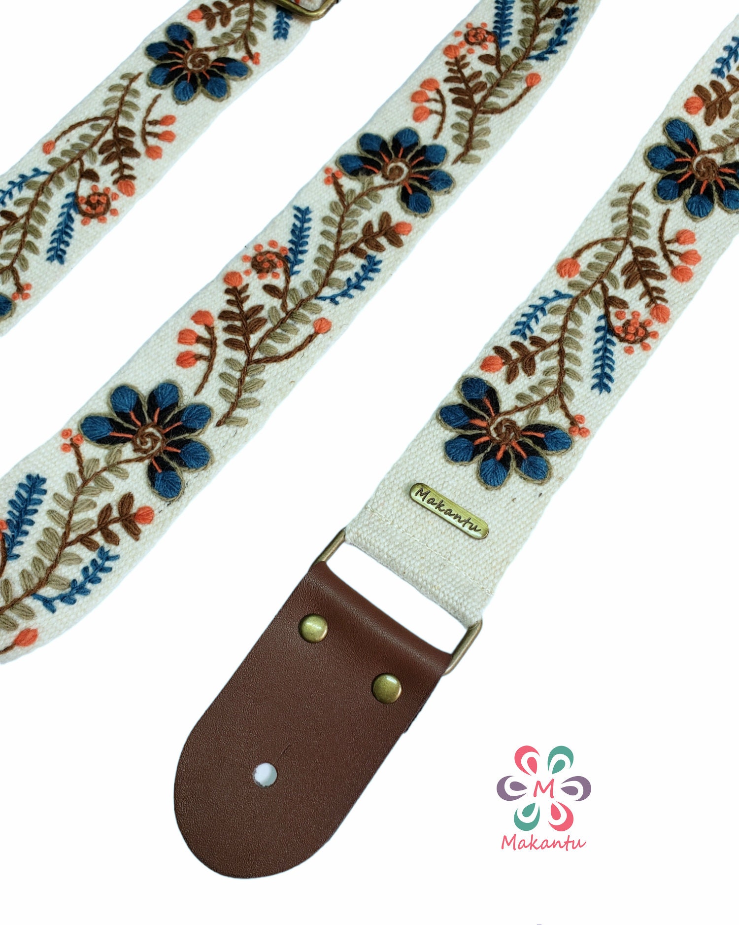 Adjustable Embroidered Guitar Strap Handmade Ivory Guitar - Etsy