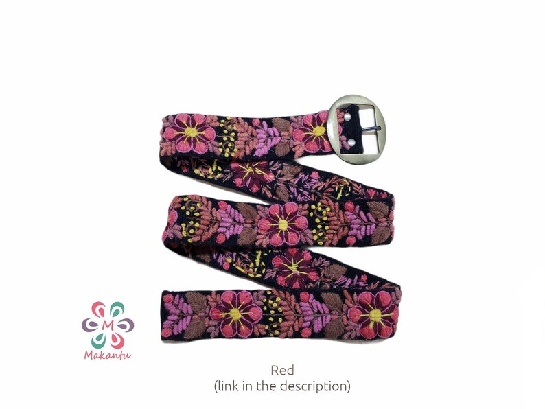 Peruvian Embroidered Belt, Handmade Embroidery, Black Strap, Greenish ...