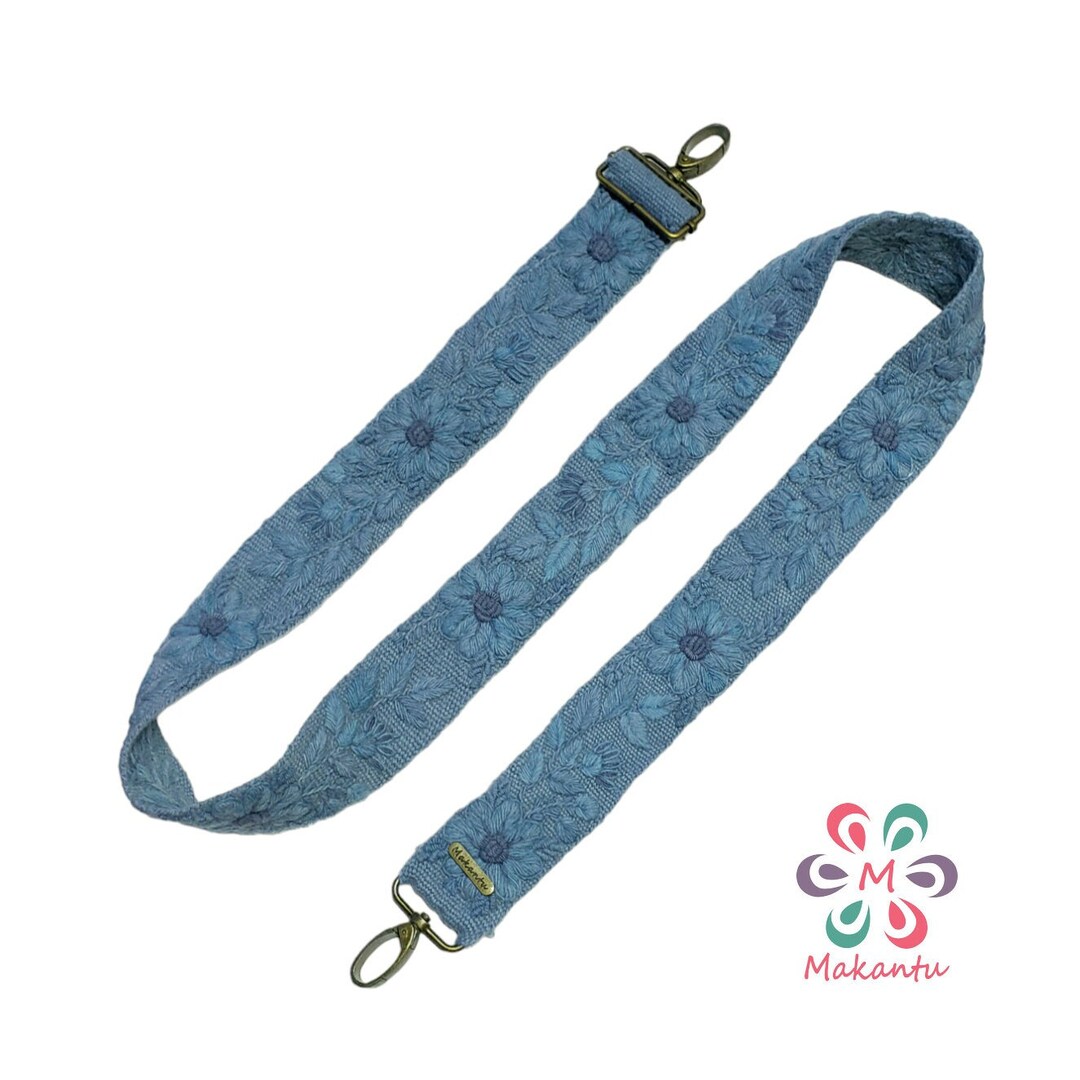 Light Blue Bag Strap, Monochromatic Strap, Embroidered Bag Strap ...