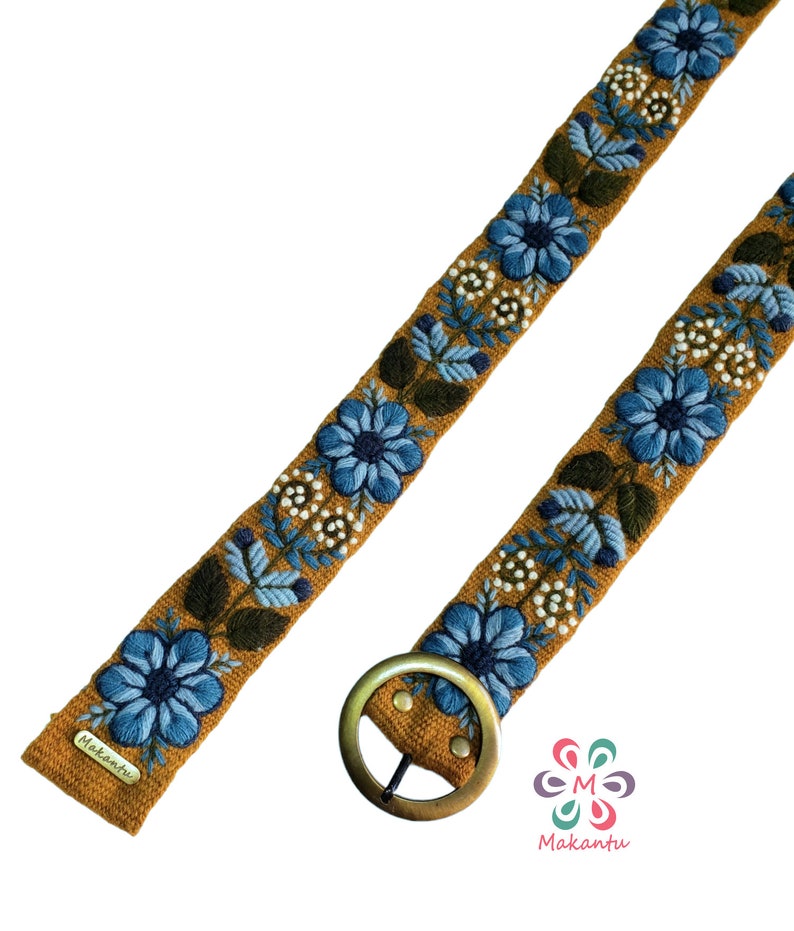 Peruvian Embroidered Belt Handmade Embroidery Beige Belt - Etsy