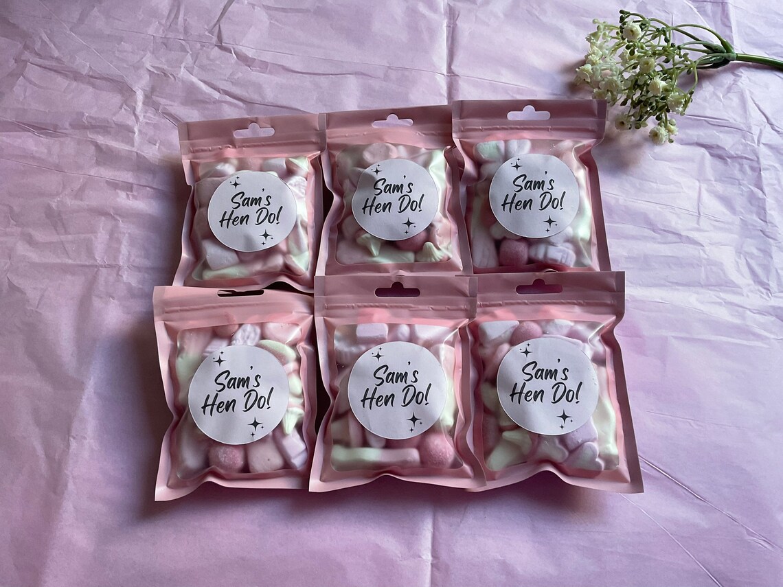 Hen Party Hen Do Sweet Bags Personalised Pink Foiled Bags or Any ...