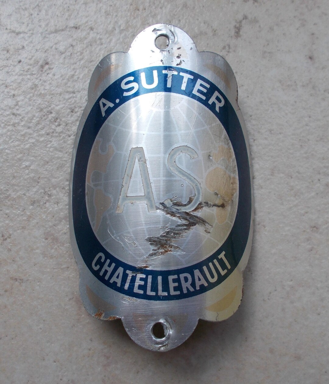 Antique Cycles AS SUTTER France Bicycle Head Badge Vintage Bike French ...
