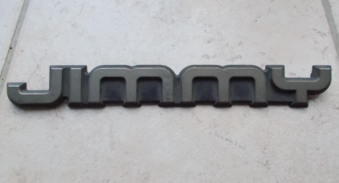 Antique GMC JIMMY Monogram Emblem Badge Sign Car Old Vtg USA Silver ...