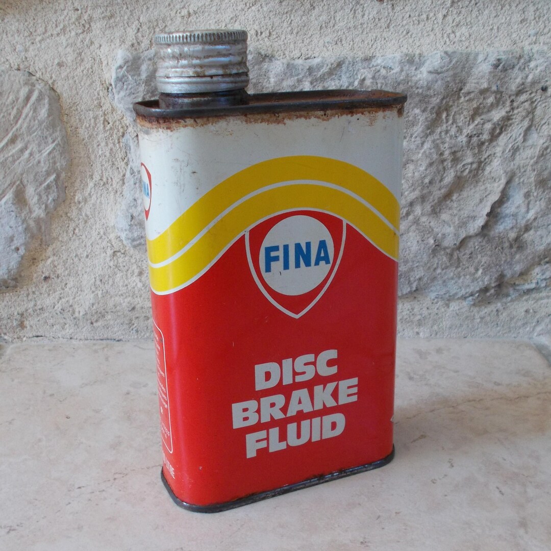 Vintage FINA Brake Fluid Oil Can Tin Old Vintage France Garage Brake ...
