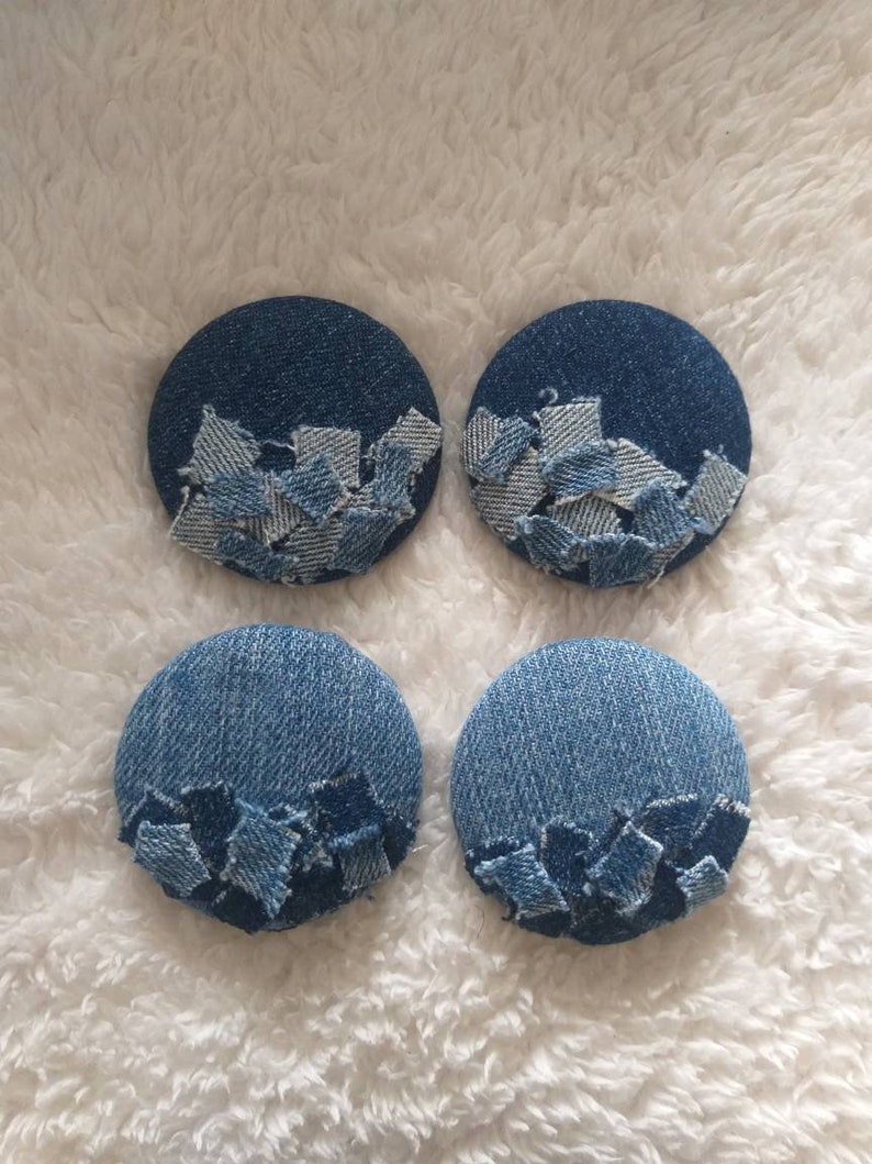 Denim Upcycled Jeans Stud Earrings Jeans Sustainable Jewelry Bob ...