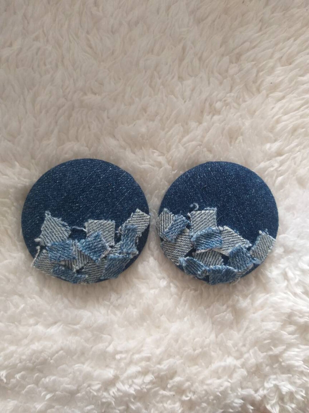 Denim Upcycled Jeans Stud Earrings Jeans Sustainable Jewelry Bob ...