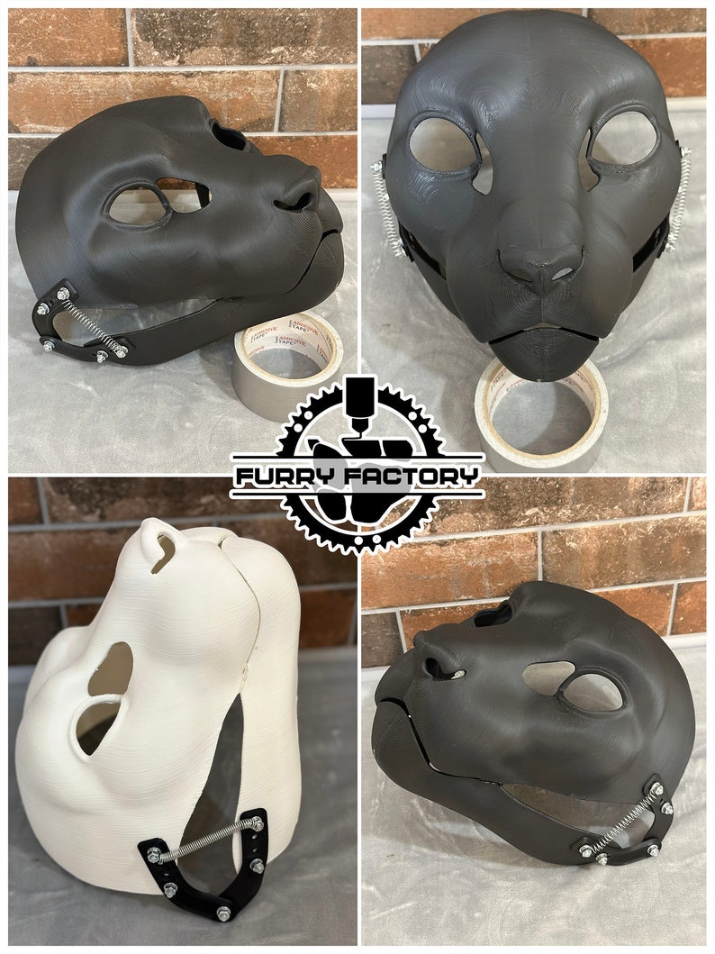 Domestic Cat Fursuit Head Base With Moving Jaw, Hinges / 3D Printed ...