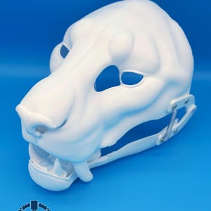 Sabertooth Fursuit Head Base: Realistic 3D Printed Moving Jaw Pre-cut ...
