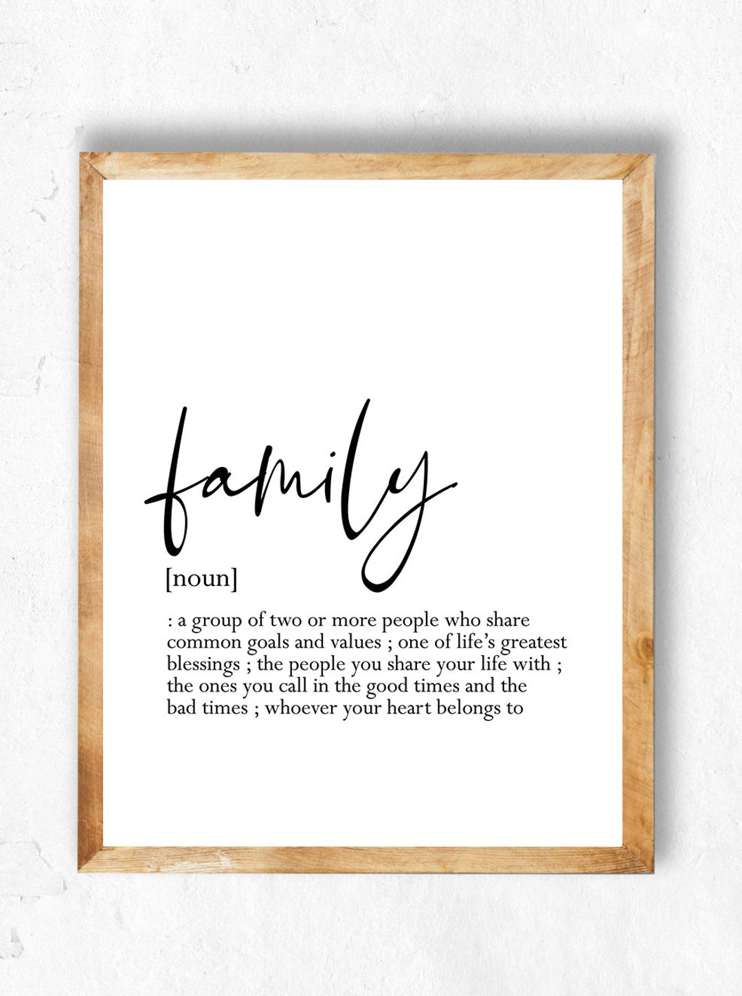 Family Definition Print Dictionary Print Family Home Decor Wall Art ...