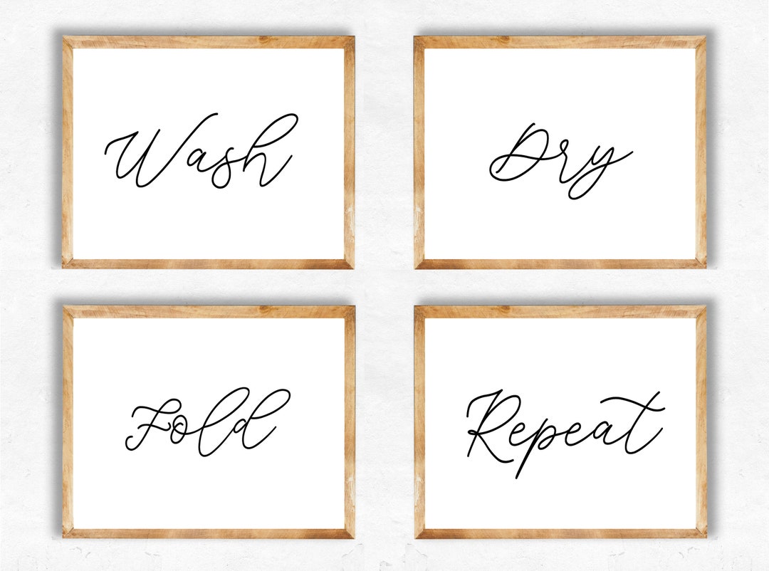 Wash Dry Fold Repeat Laundry Prints Washing Prints Laundry Room Home ...