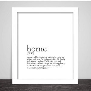 Home Definition; Dictionary Print; Home Gift; Wall Art; Home Decor ...