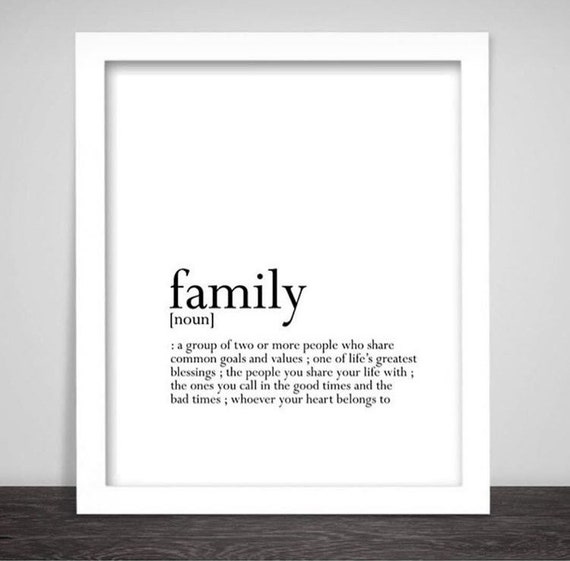 Family Definition Print Dictionary Print Family Home Decor | Etsy UK