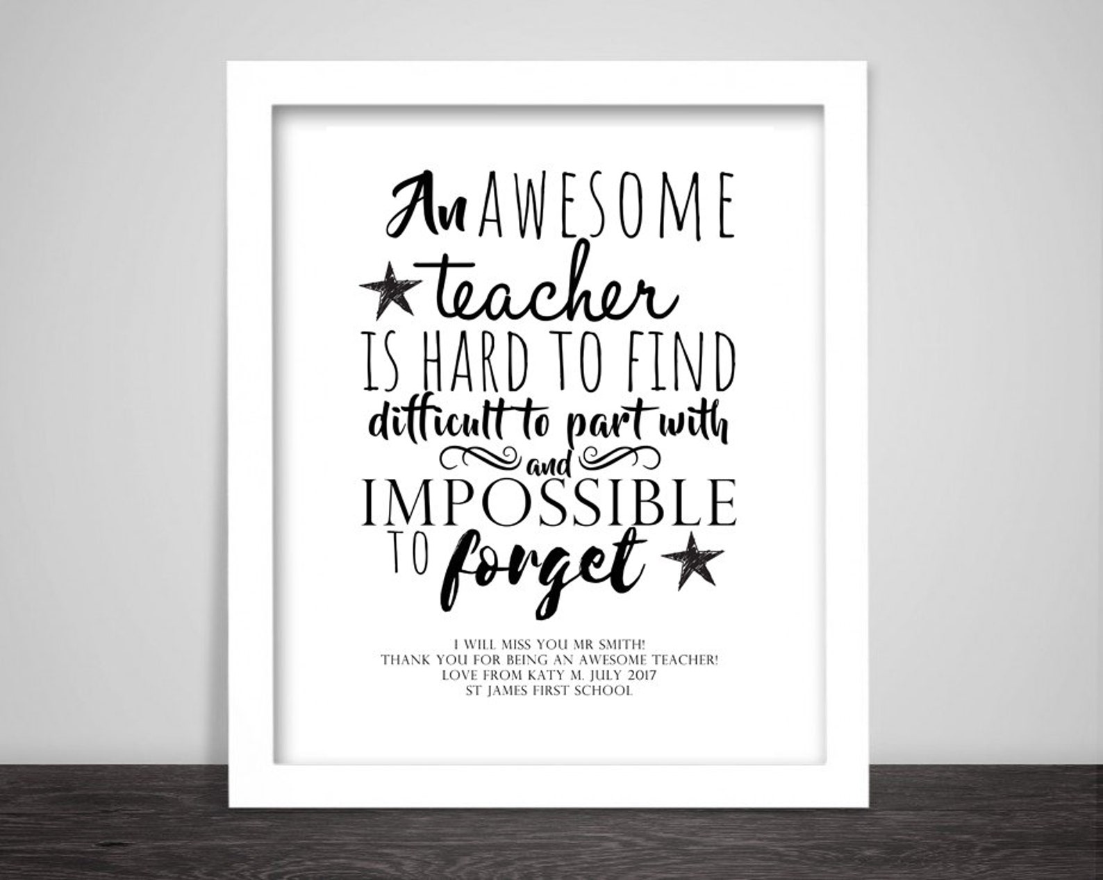 An Awesome Teacher Print Personalised Print Teacher Gift End of Term ...