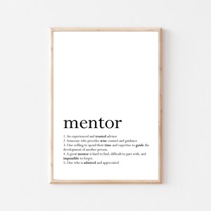 Mentor Definition Print Wallart - Etsy