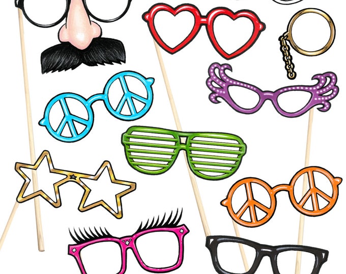 14 Photo Booth Props, Fun Glasses - Instant Download - Free Photo Booth ...