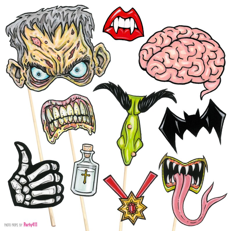 25 Scary Halloween Photo Booth Props Instant Download Free Photo Booth ...