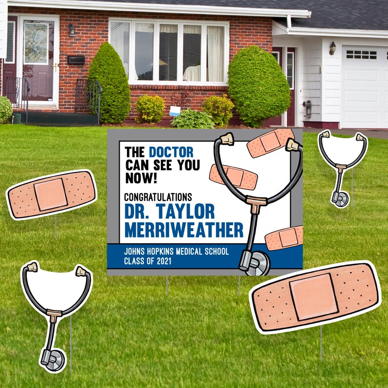 Med Medical School Graduation Lawn Sign, Doctor Grad Yard Card - Etsy