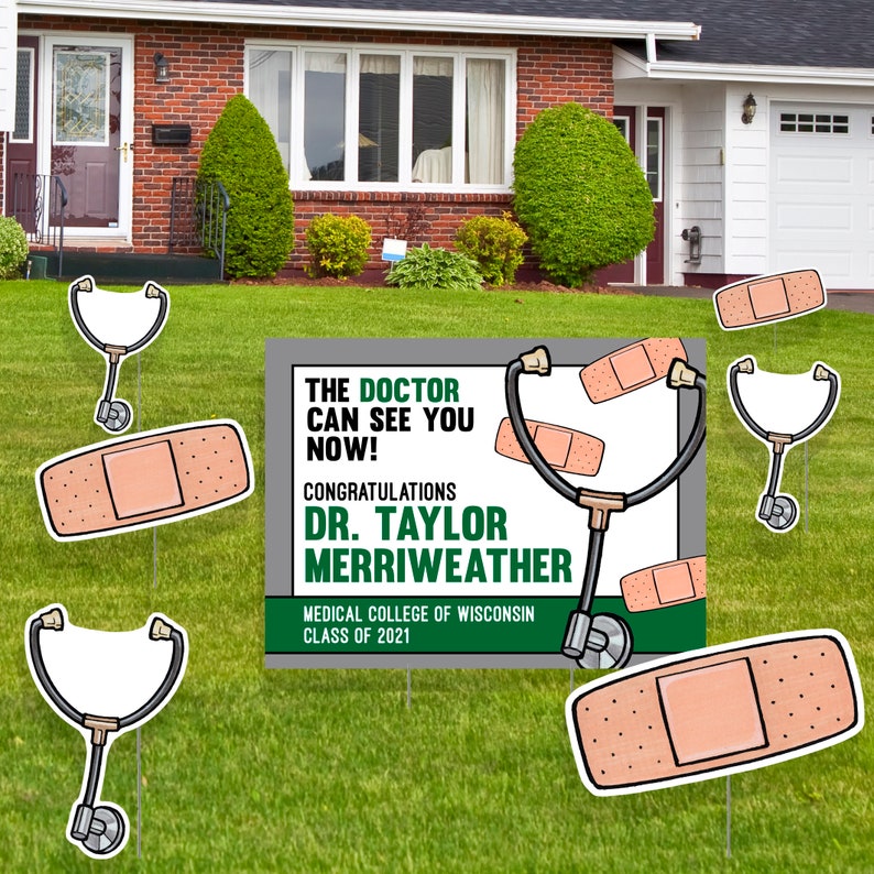 Med Medical School Graduation Lawn Sign, Doctor Grad Yard Card - Etsy